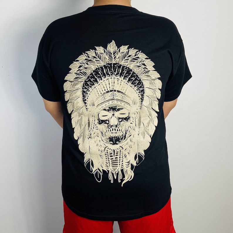 Black T-shirt With Apache Skull Playera Negra De Calavera De Apache Con ...