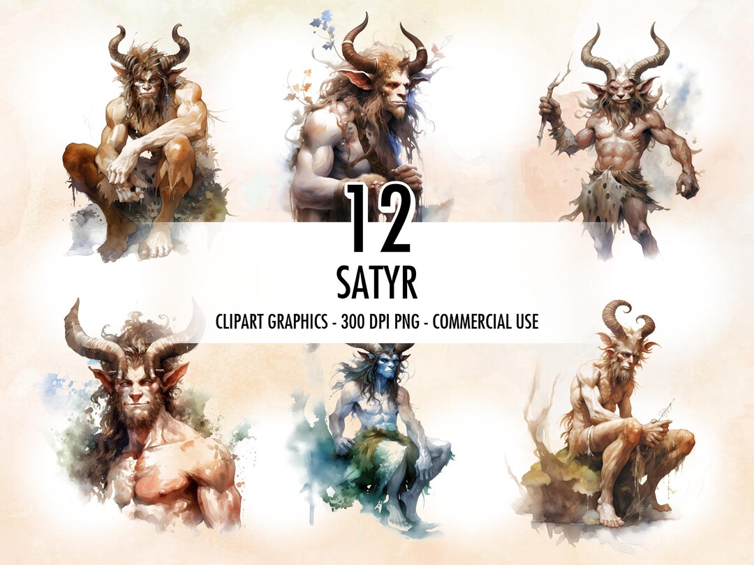 12 Satyr PNG Clipart Bundle Watercolor Satyr Faun Clipart - Etsy UK
