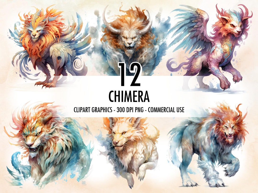 12 Chimera PNG Clipart Bundle Watercolor Chimera Mythical - Etsy Canada
