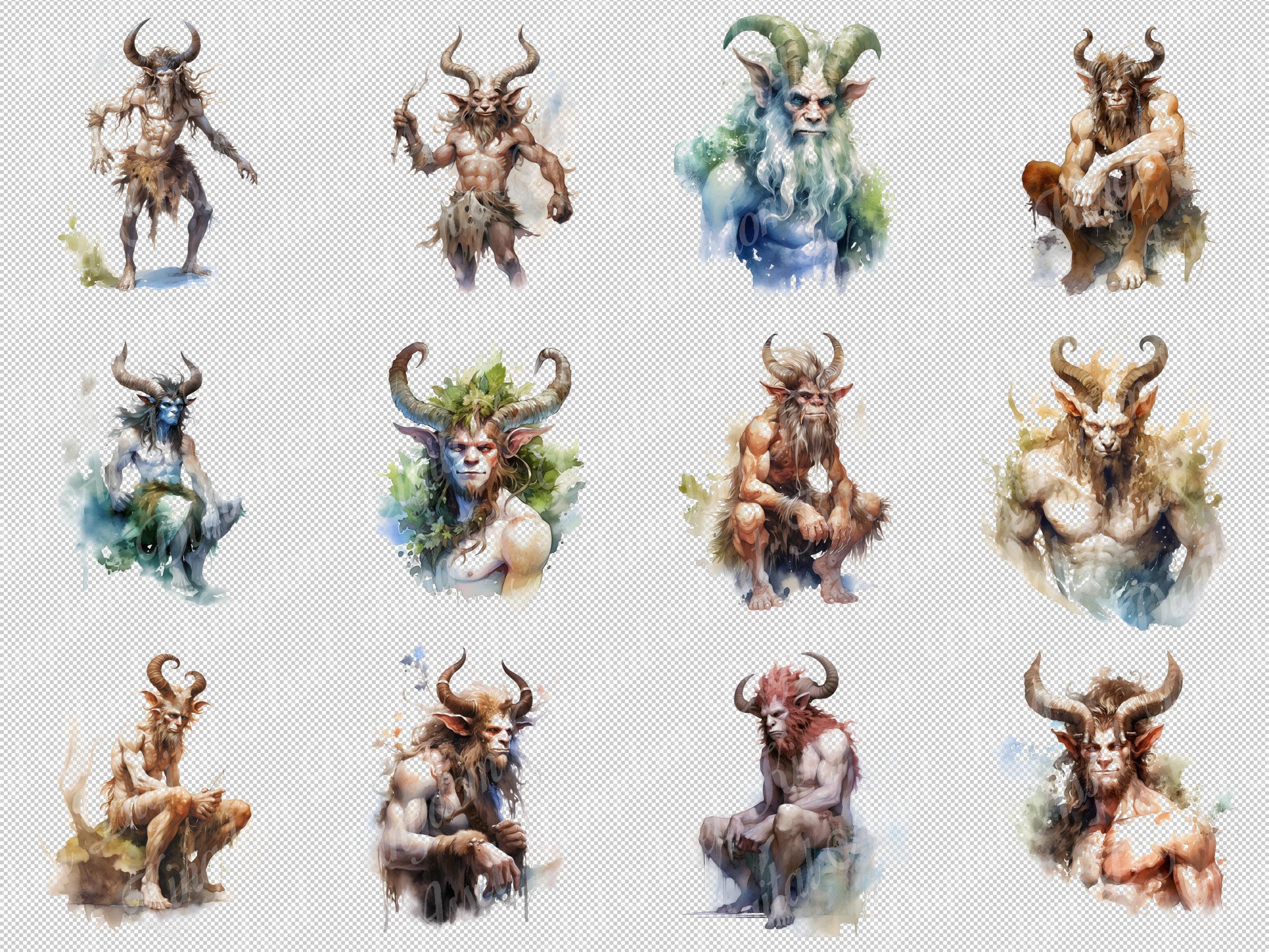 12 Satyr PNG Clipart Bundle Watercolor Satyr Faun Clipart - Etsy UK