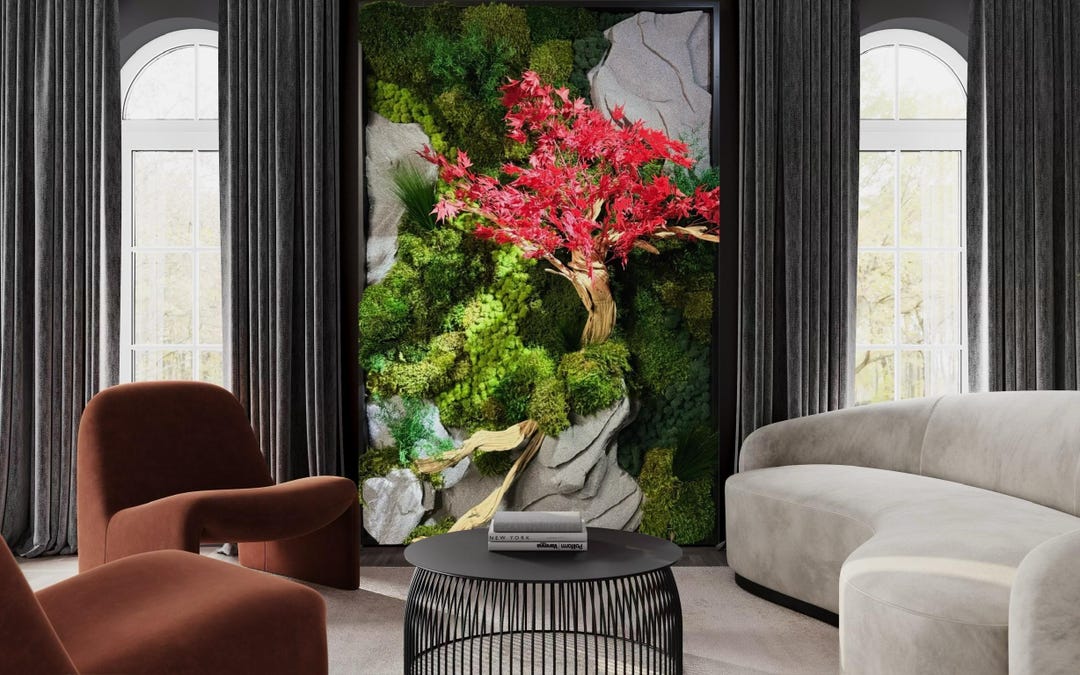 The Zen Garden Moss Wall Art: Preserved Moss and Japanese Maple - Etsy