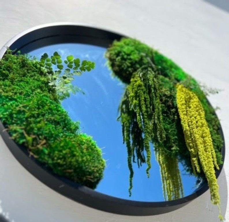 Moss Mirror Wall Botanical Mirror Moss Wall Art Mirror Circle ...