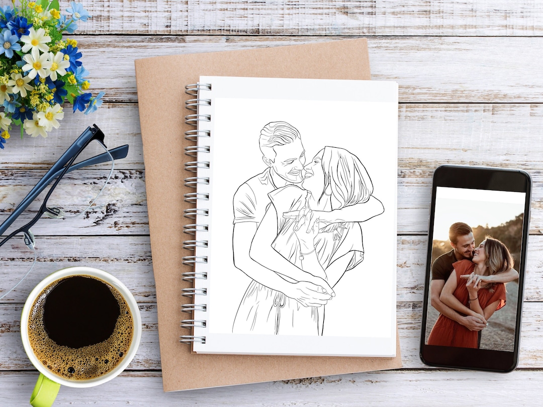 2 Custom Coloring Pages, Portrait Illustration, Adult Coloring Book ...