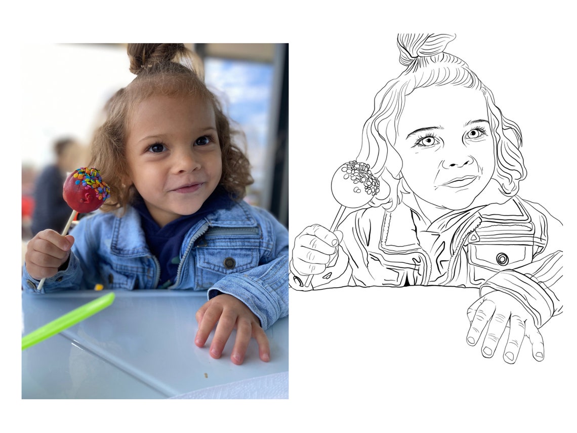 Custom Coloring Page From Photo, Unique Christmas Gift, Coloring Sheets ...