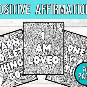 50 Positive Affirmation Coloring Pages for Adults, Mental Health and ...