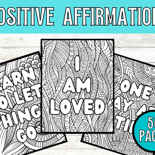 Self Affirmation Coloring Pages - Etsy