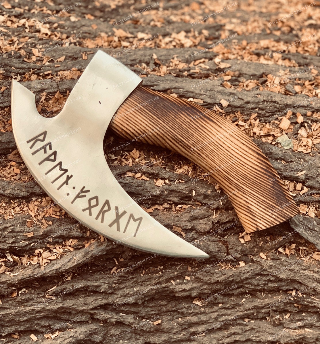Handmade Pizza Axe, Dragon Carved Axe, Dragon Axe, Raven Axe, Wedding ...