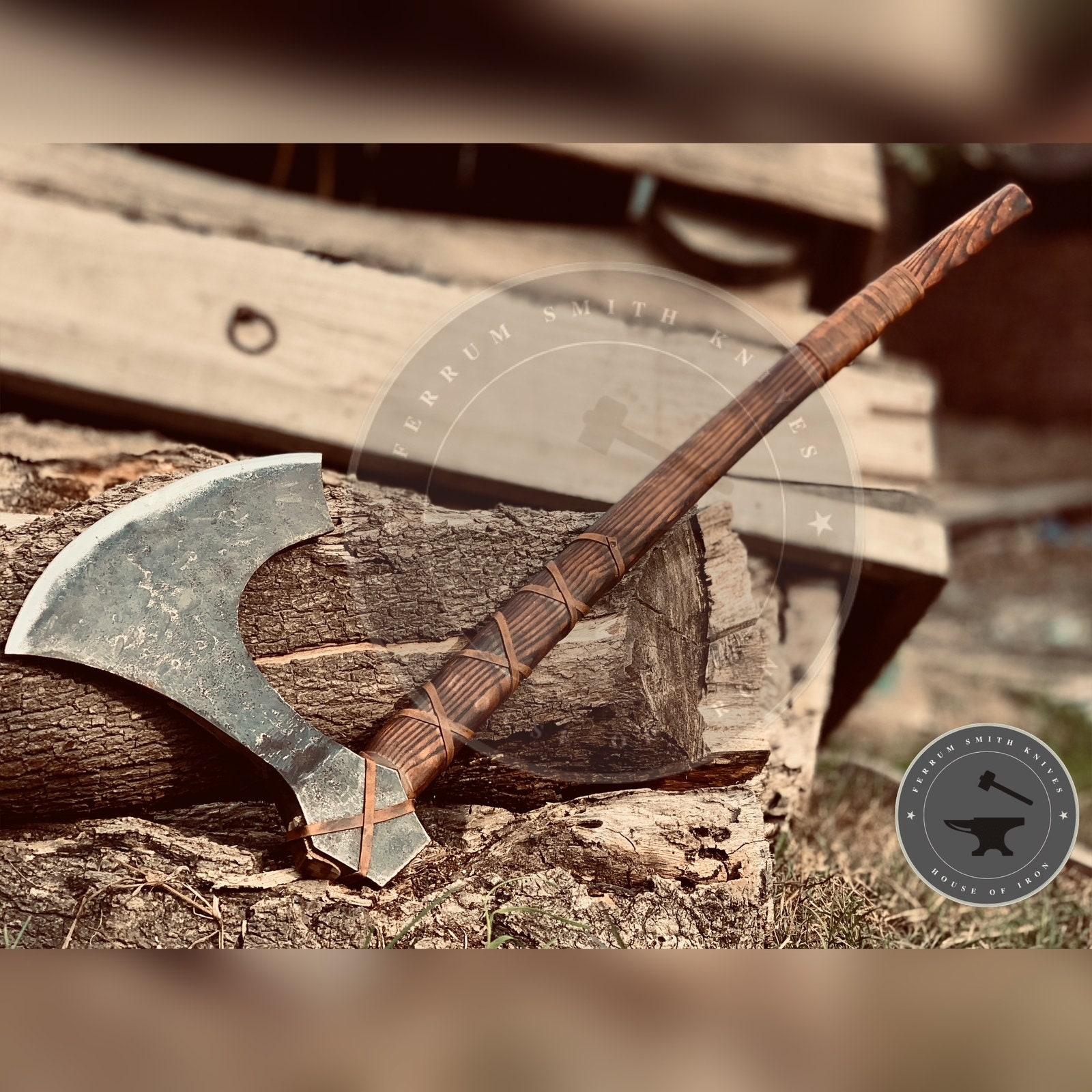 Two-handed Berserker Axe MODEL-2, Ragnar Felling Axe, Viking Axe, Large ...
