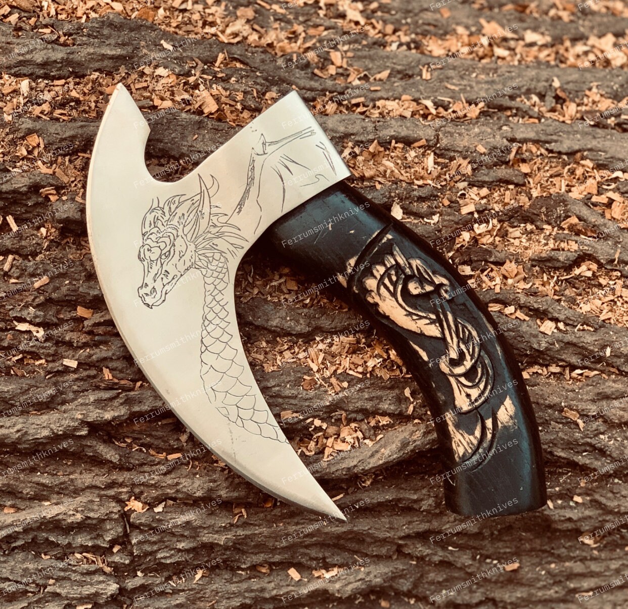 Handmade Pizza Axe, Dragon Carved Axe, Dragon Axe, Raven Axe, Wedding ...