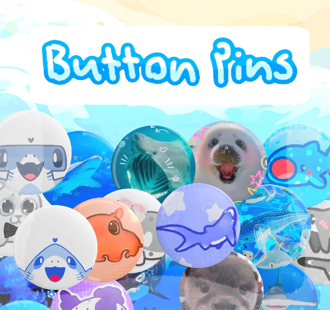 Pin Buttons | 2.36 Inch | Seals| Otters | Whale Shark | Bag Accessories ...