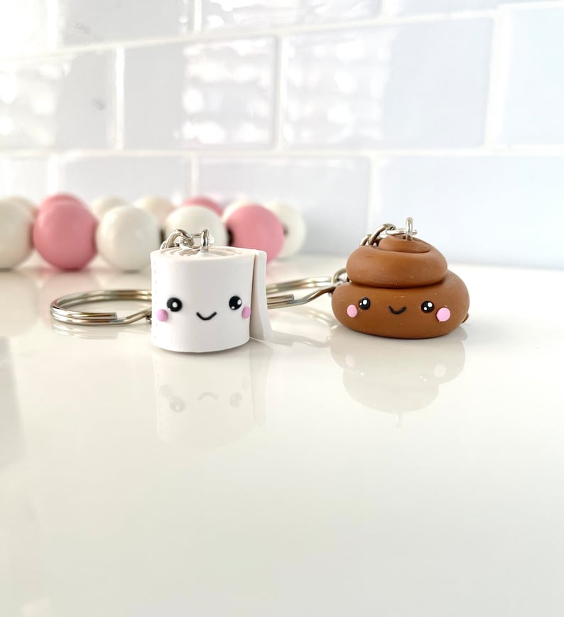 Toilet Paper and Poop Keychains - Etsy