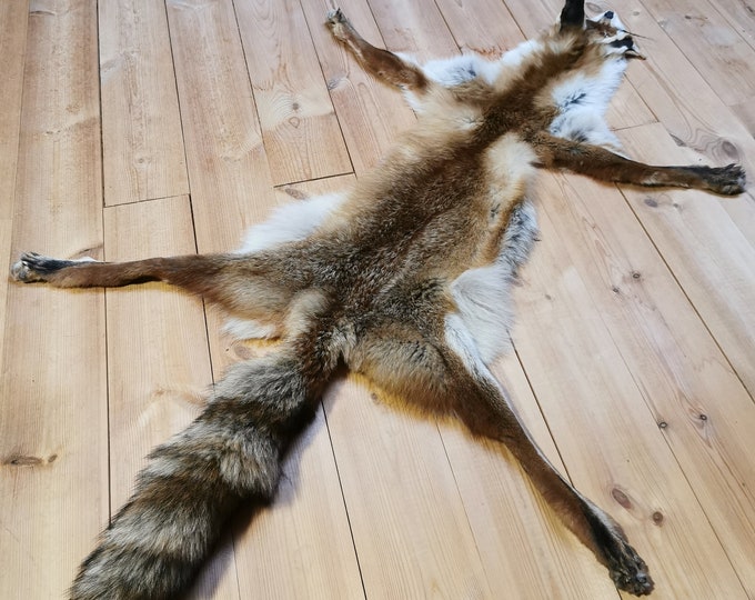 Red Fox Fur on Skin Natural Fox Hide Red Fox Pelt 125 X 22 Cm / 4 Ft X ...