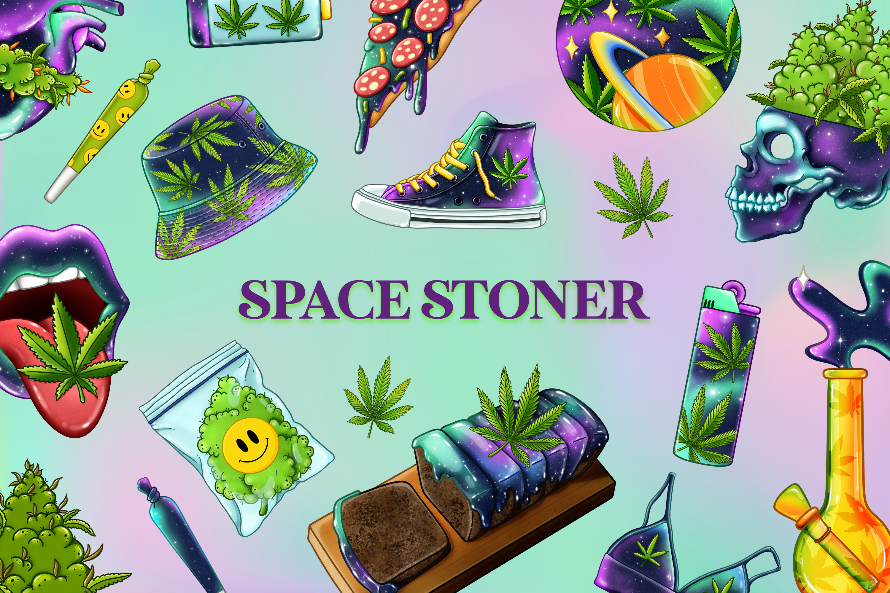 Space Stoner 420 Clipart, Marijuanna Png, Cannabis Digital Stickers for ...
