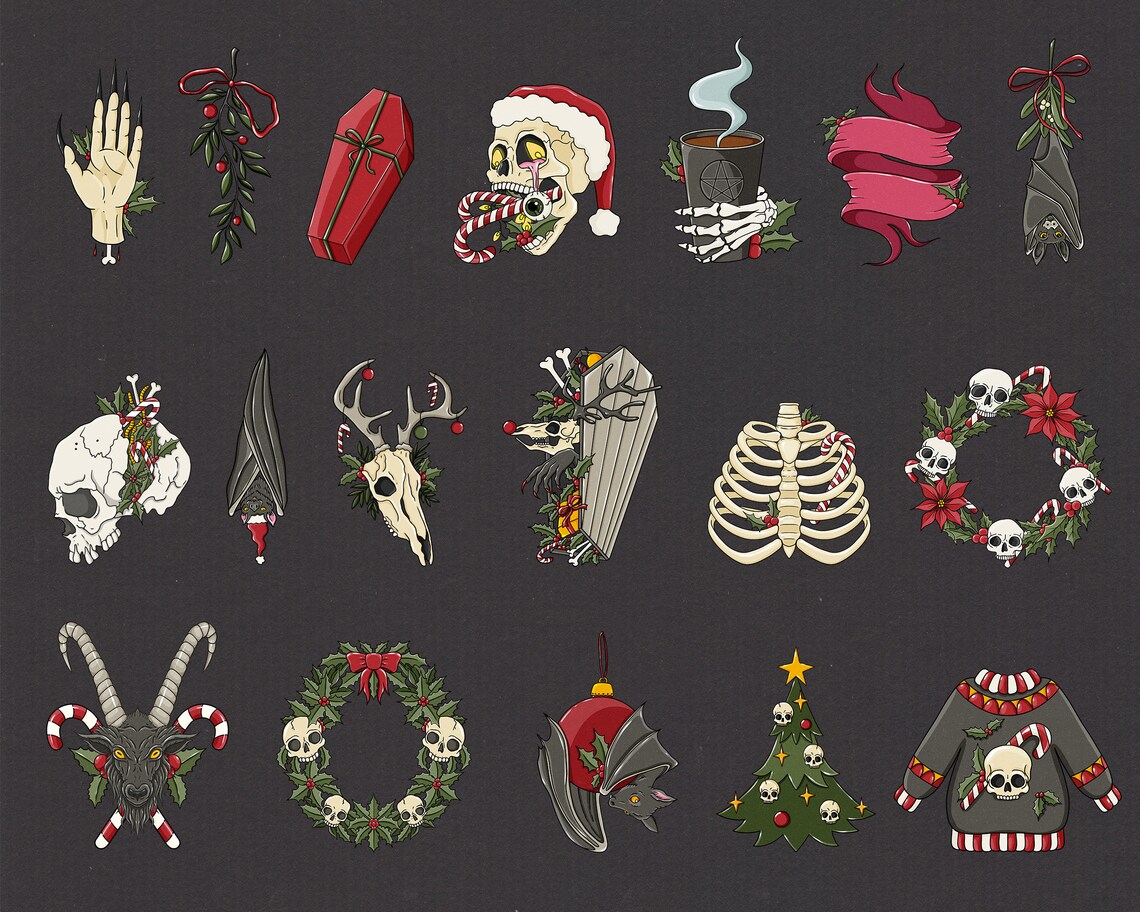Creepy Christmas PNG Gothic Christmas Clipart Alternative - Etsy