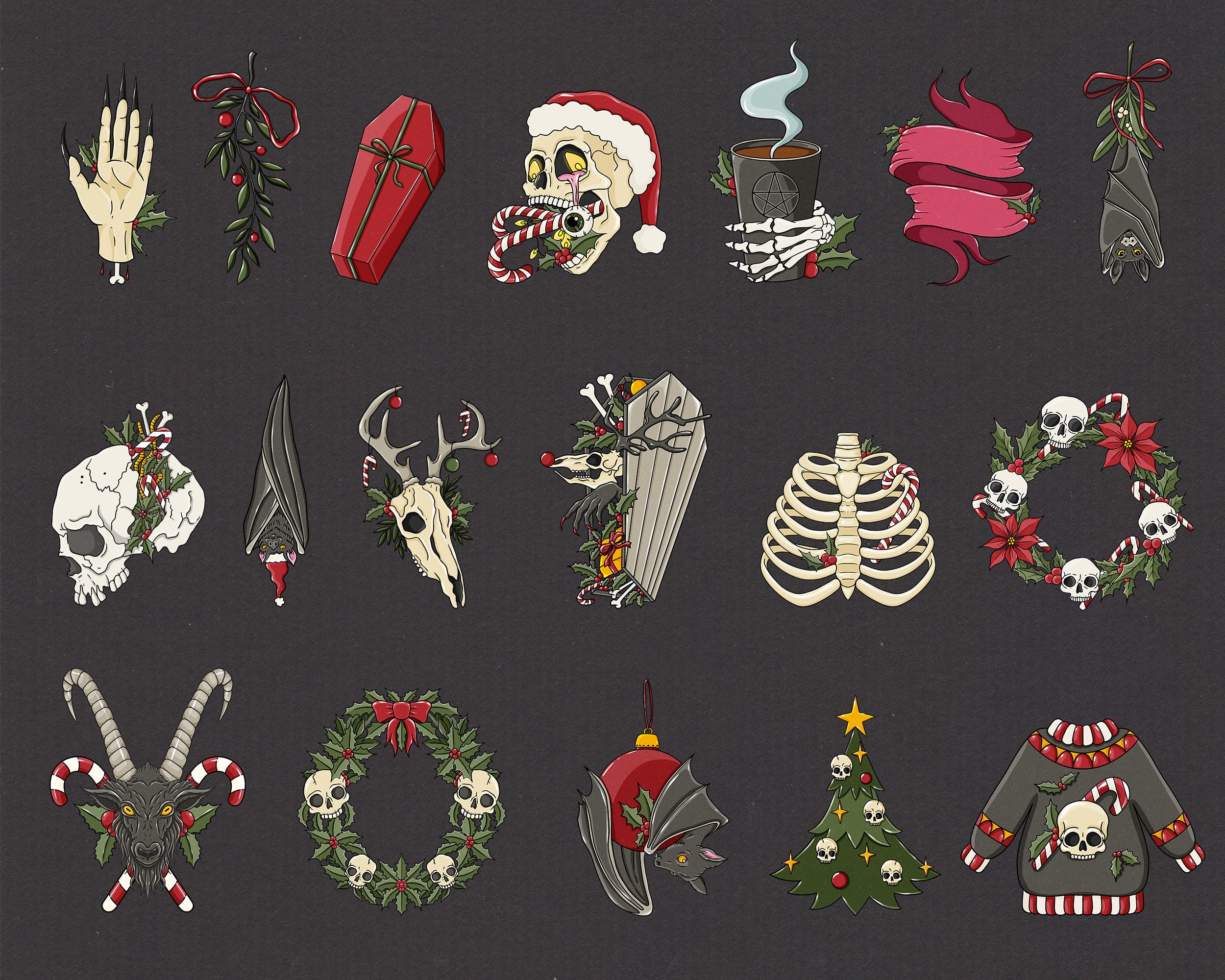 Creepy Christmas PNG, Gothic Christmas Clipart, Alternative Dark ...