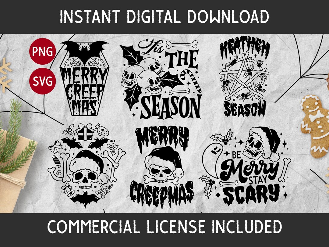 Creepy Christmas SVG/PNG Files, Gothic Christmas Svg, Scary Christmas ...