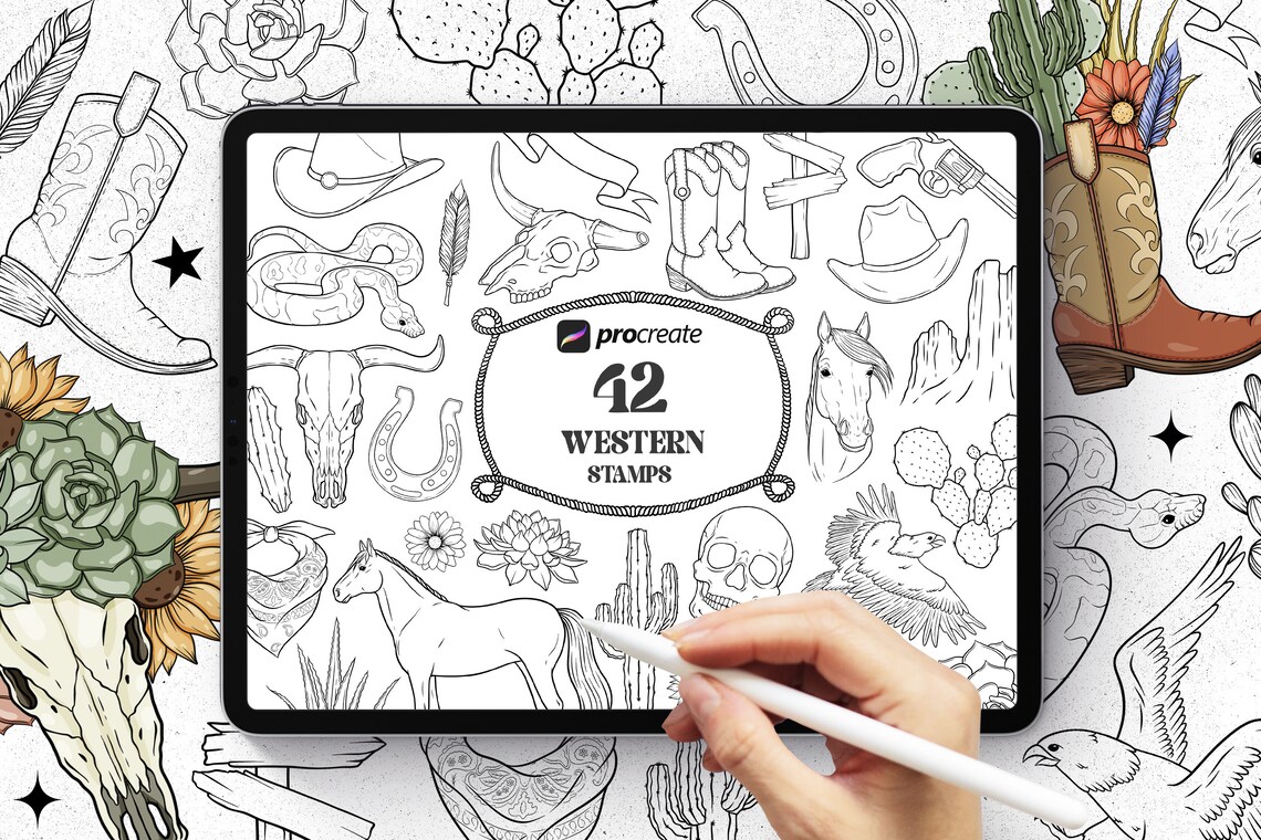 Western Procreate Stamp, Western Procreate Brush, Wild West Procreate ...