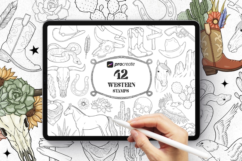 Western Procreate Stamp, Western Procreate Brush, Wild West Procreate ...