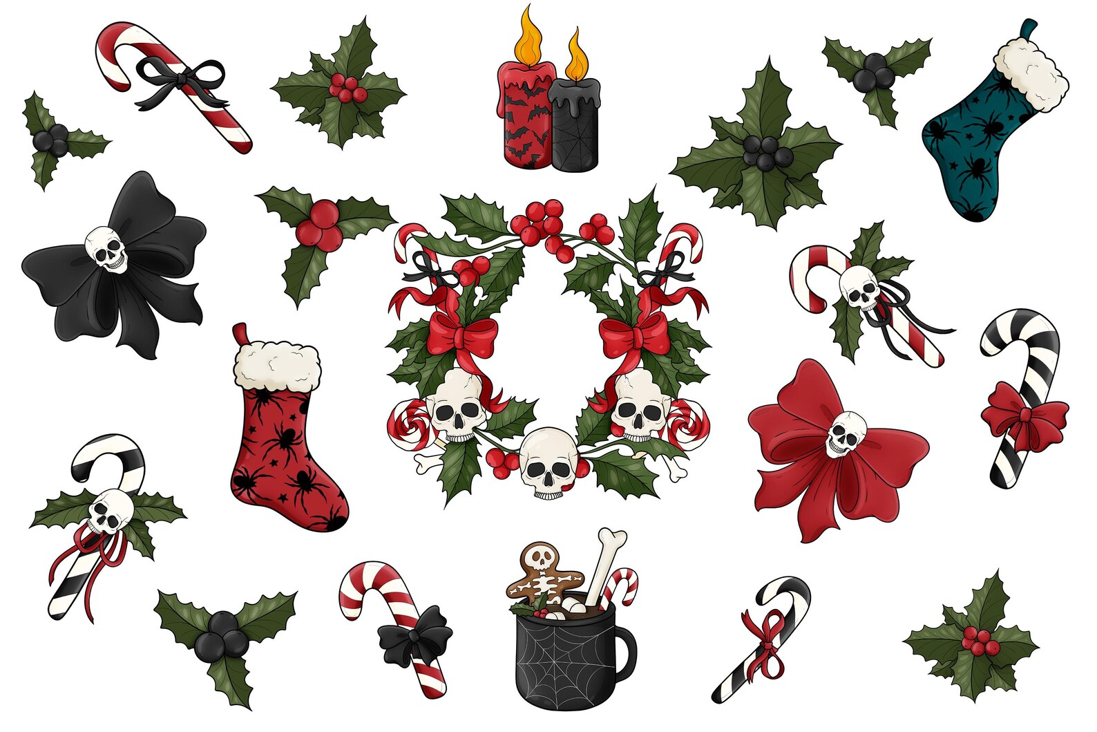 Creepy Christmas PNG, Gothic Christmas Clipart, Alternative Dark ...