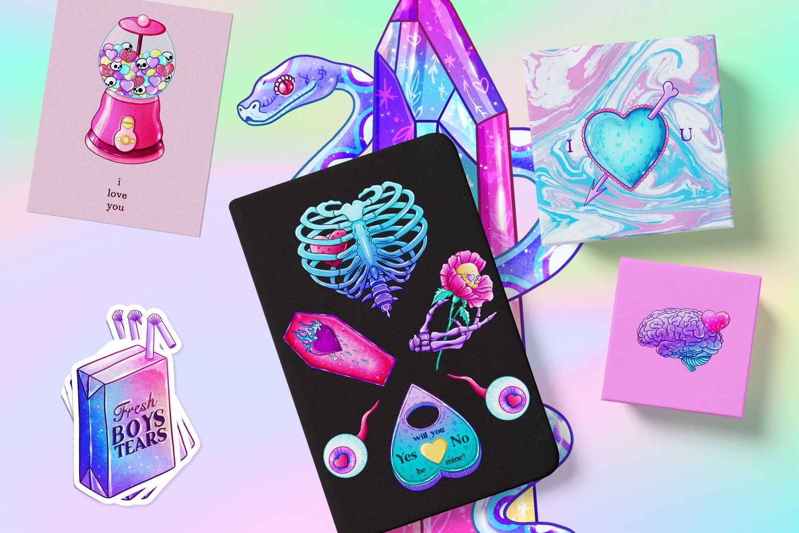 My Creepy Valentine Clipart, Spooky Valentine Clipart, Pastel Goth V ...