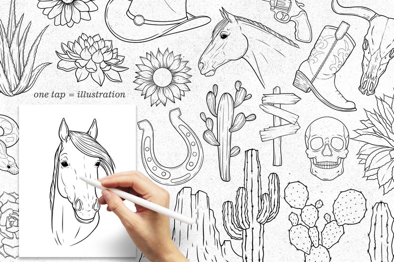 Western Procreate Stamp, Western Procreate Brush, Wild West Procreate ...