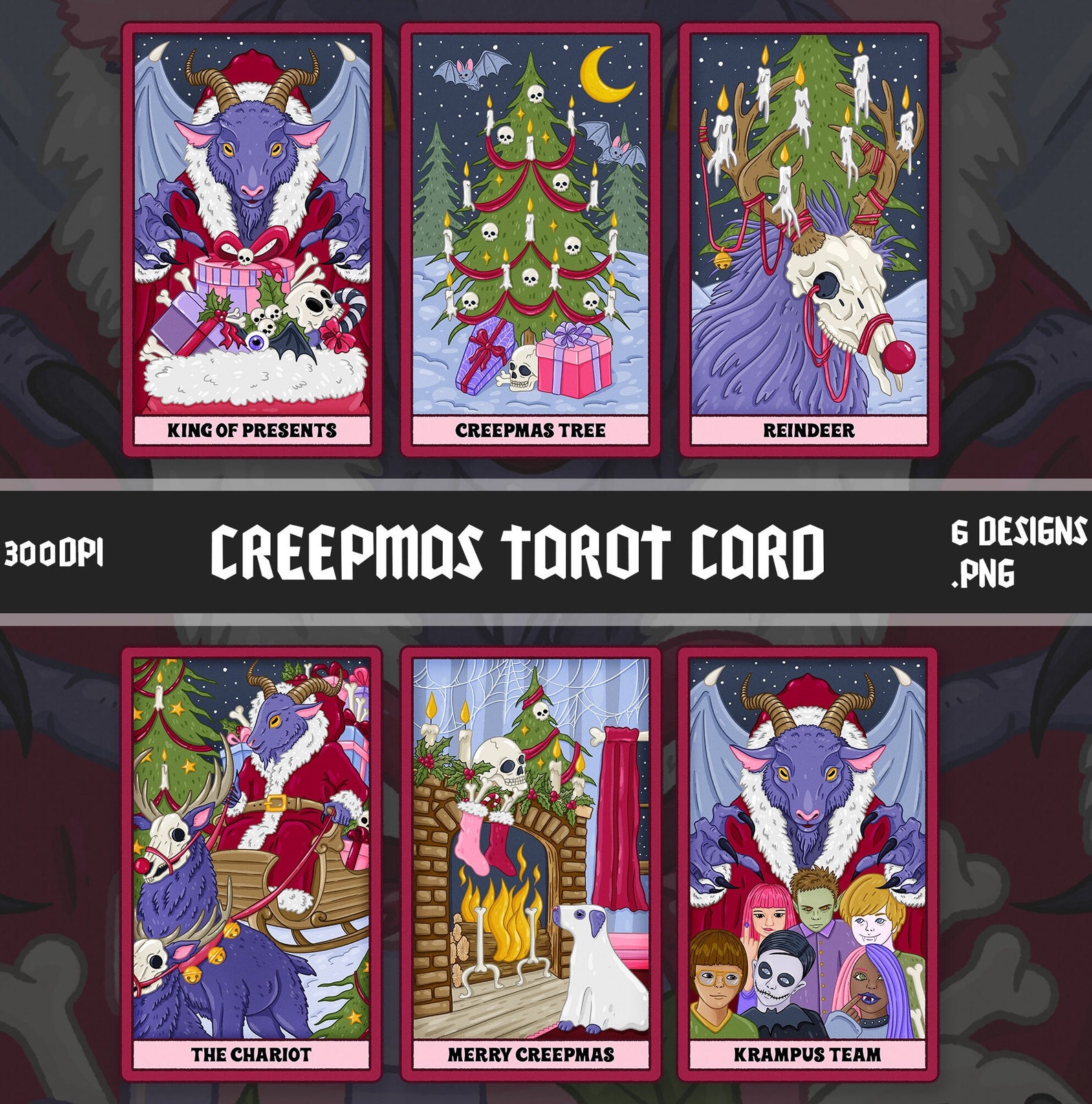 Creepy Christmas Tarot Card PNG, Pastel Goth Christmas Clipart ...