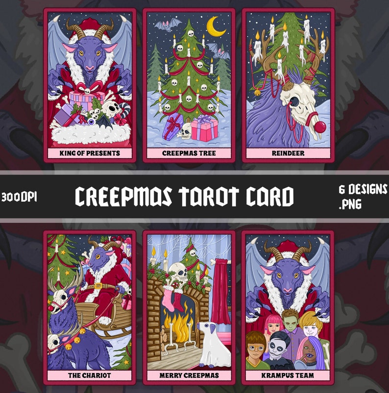 Creepy Christmas Tarot Card PNG, Pastel Goth Christmas Clipart, Alternative Dark Christmas ...