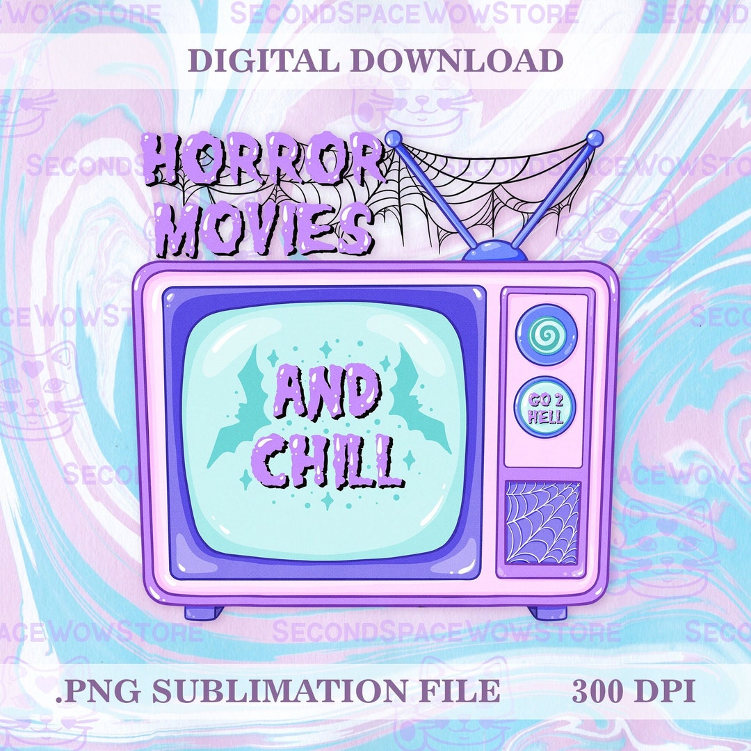 Pastel Goth Horror Movies and Chill PNG Sublimation File, Trendy ...