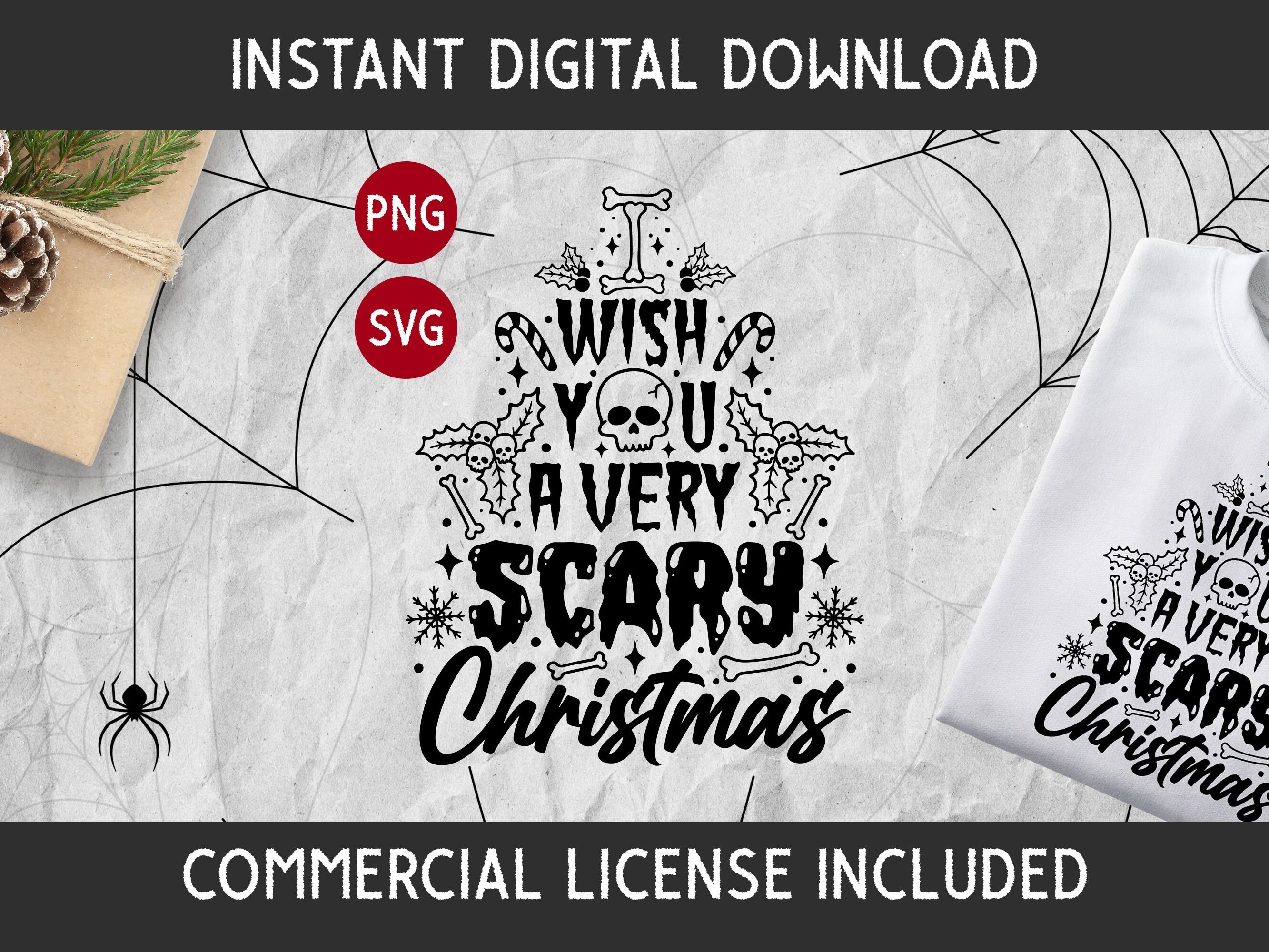 Creepy Christmas SVG/PNG Files, Gothic Christmas Svg, Scary Christmas ...