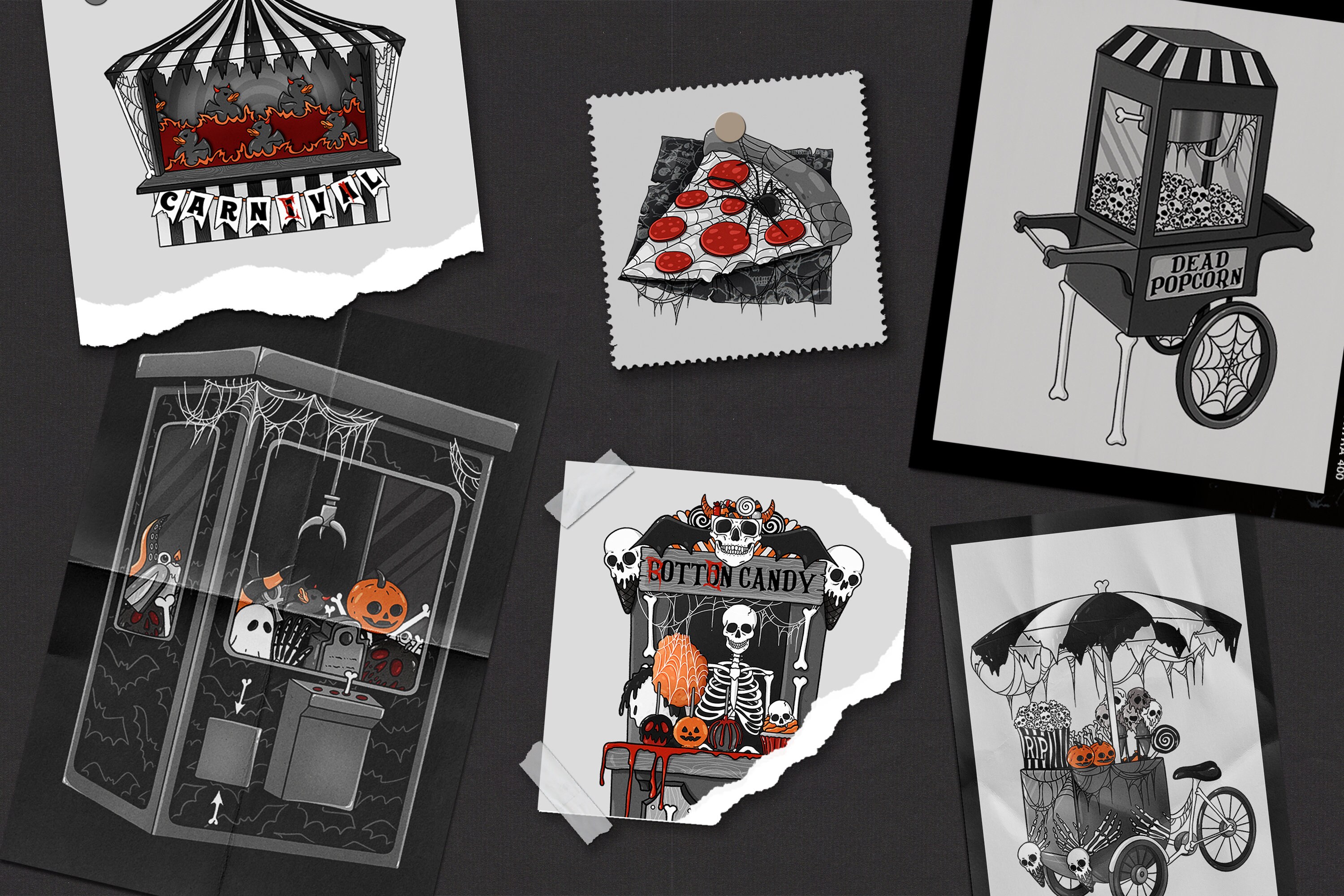 Gothic Carnival Clipart, Halloween Fair, Halloween Circus, Carousel ...