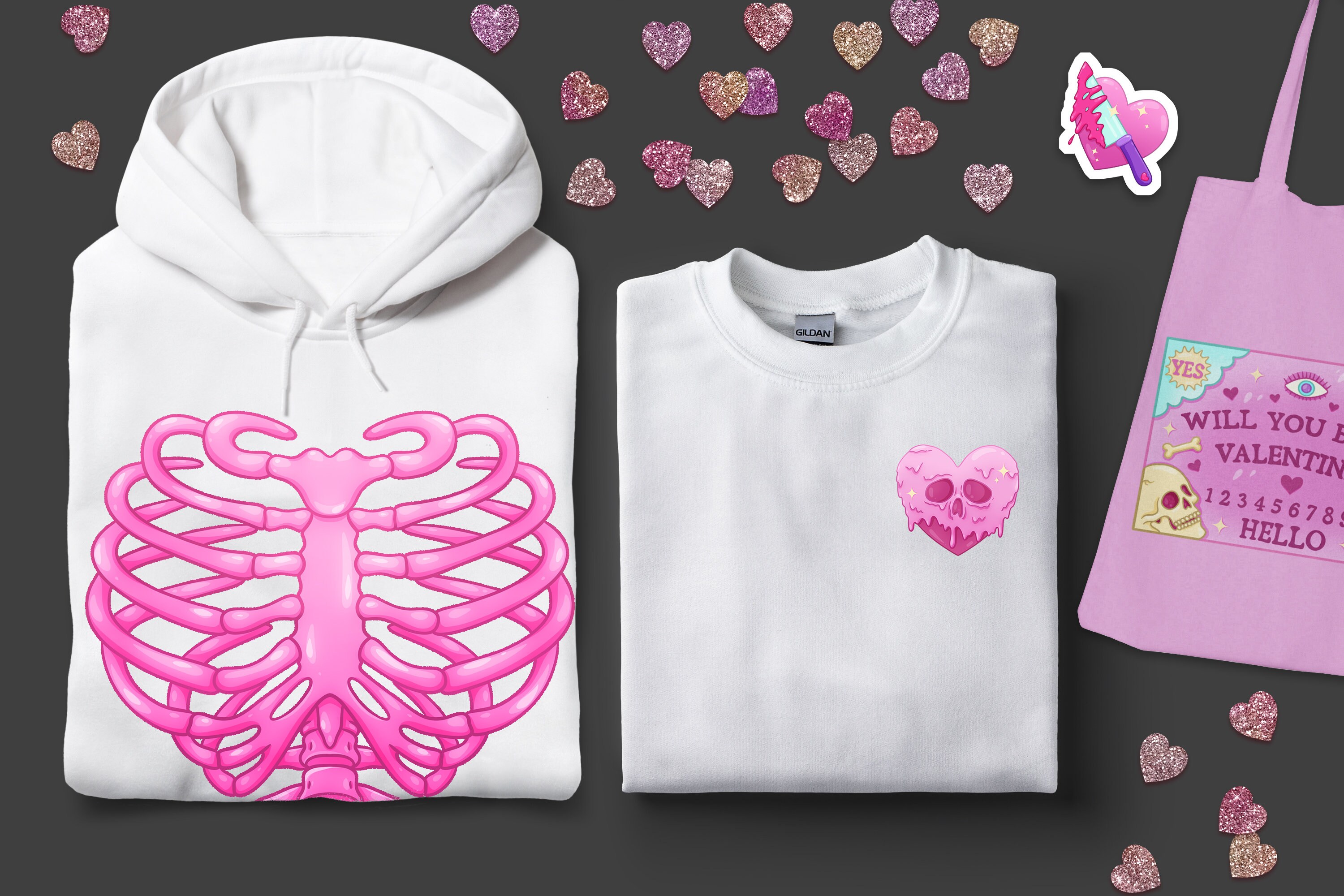 Pastel Goth Spooky Valentine's Day PNG File, Creepy Valentine Clipart ...