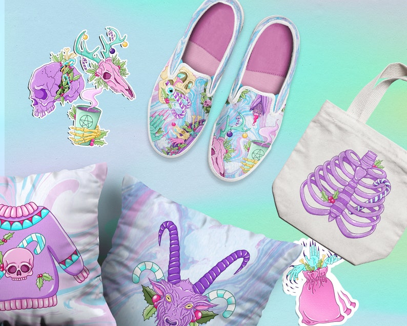 Pastel Goth Creepy Christmas Clipart, Alternative Gothic Christmas PNG ...