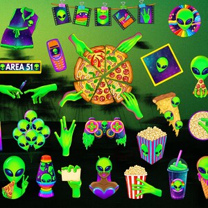 UFO Party Clipart, Alien Clipart Download, Area 51, Alien Pizza Party ...