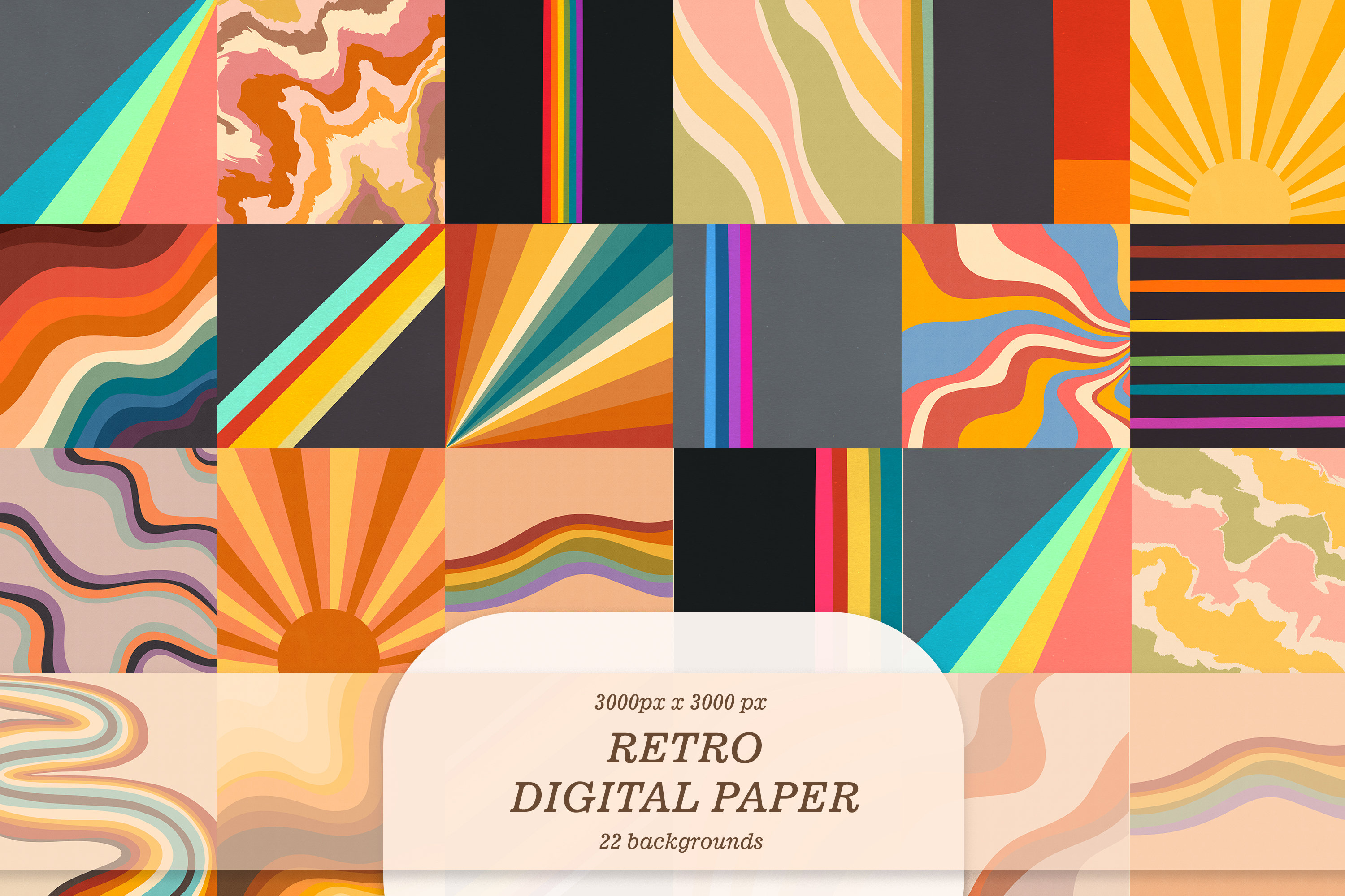 Retro Digital Paper, Retro Background, Groovy Digital Paper, Retro ...