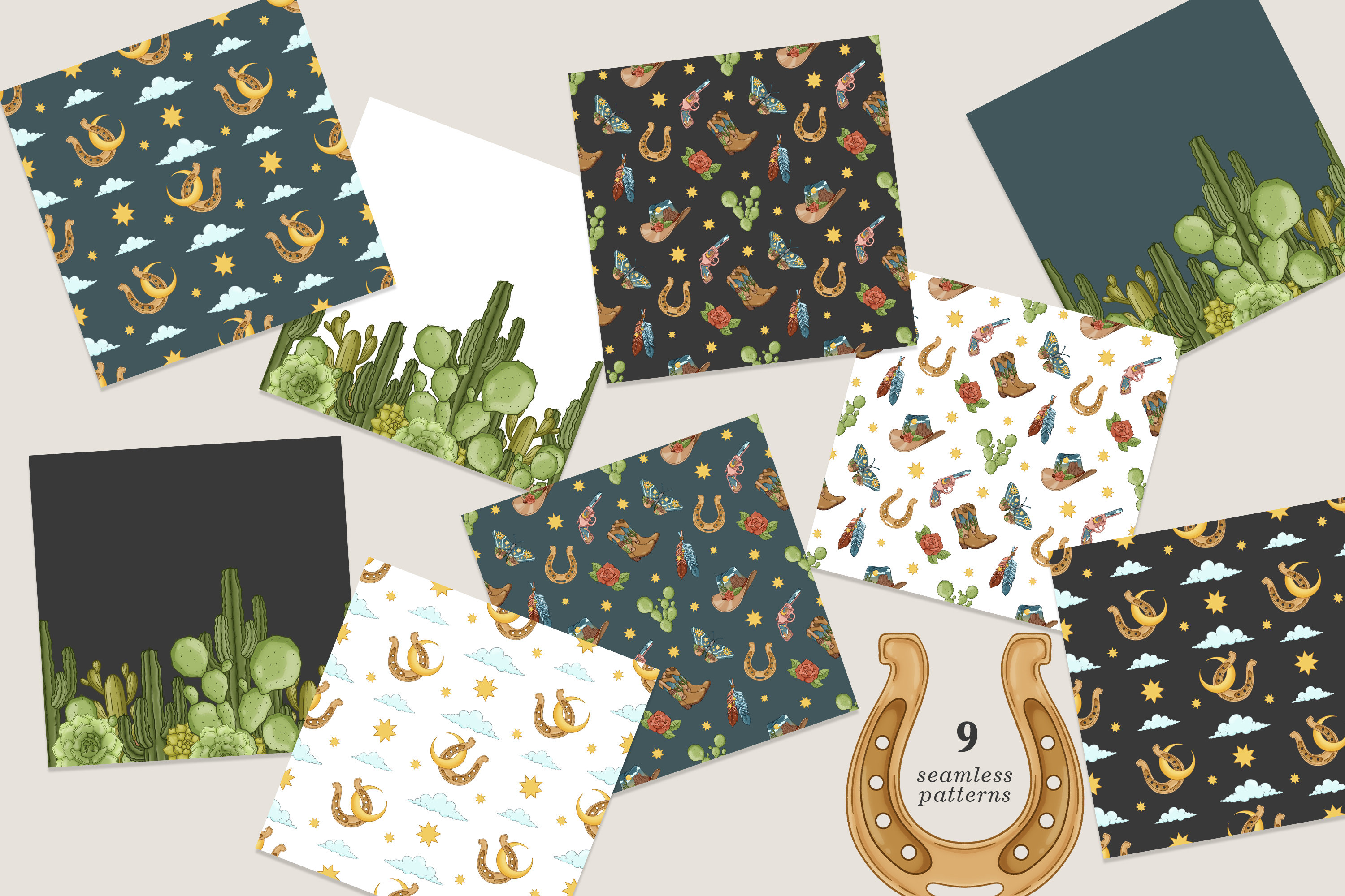Wild West Clipart and Digital Paper, Western and Mystical Clipart ...