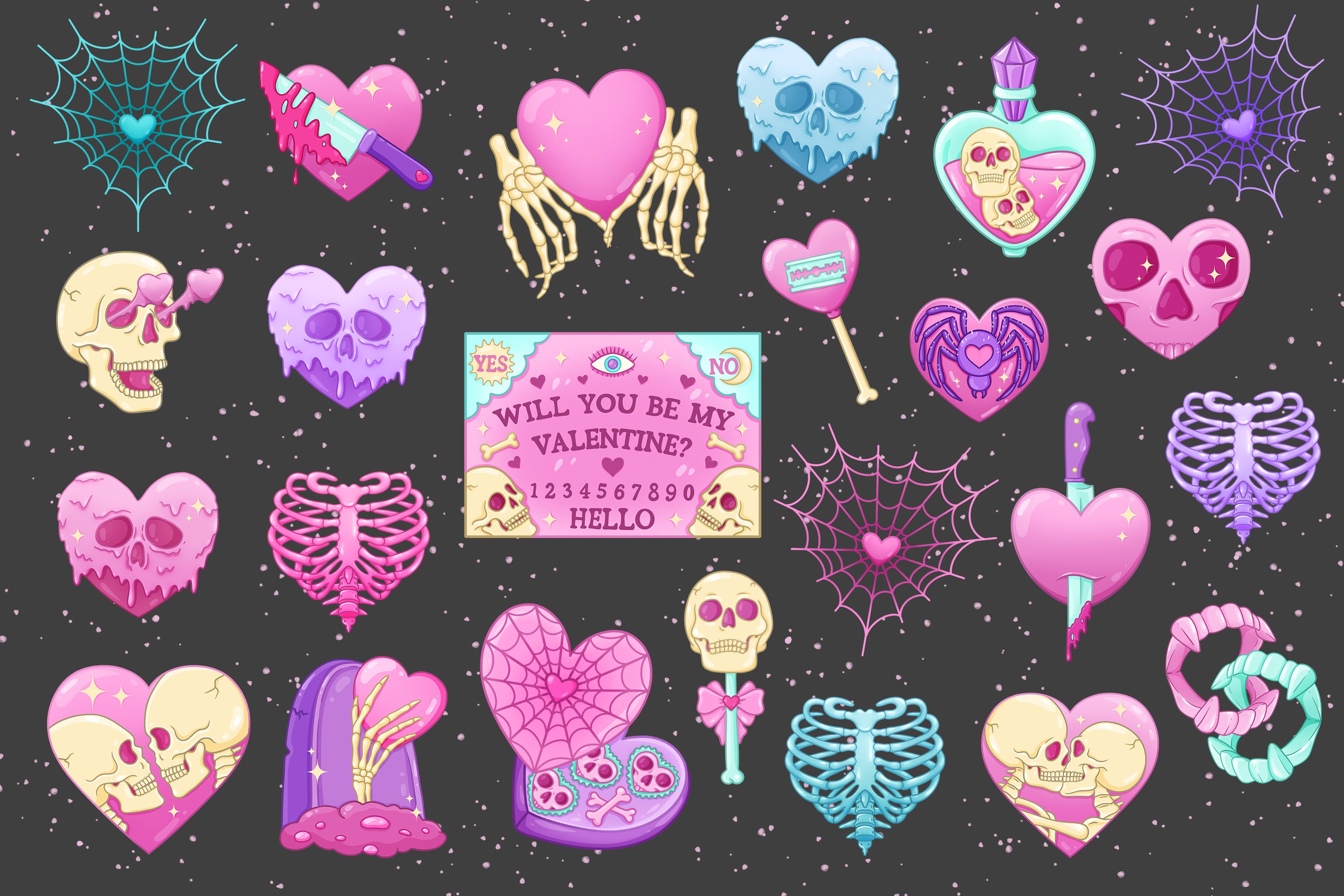 Pastel Goth Spooky Valentine's Day PNG File, Creepy Valentine Clipart ...