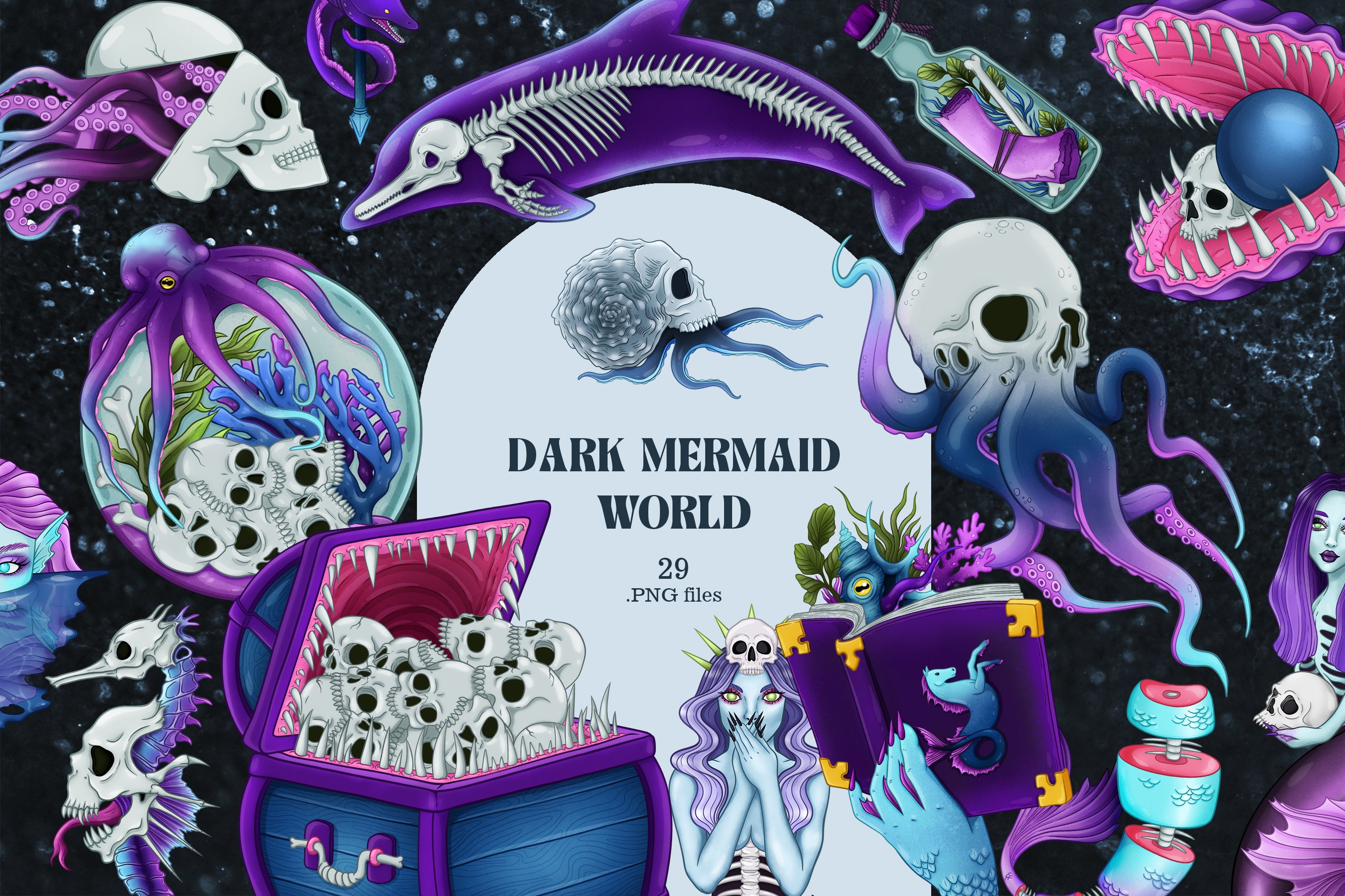 Dark Mermaid World PNG Clipart, Creepy Mermaid PNG, Pastel Goth Clipart ...