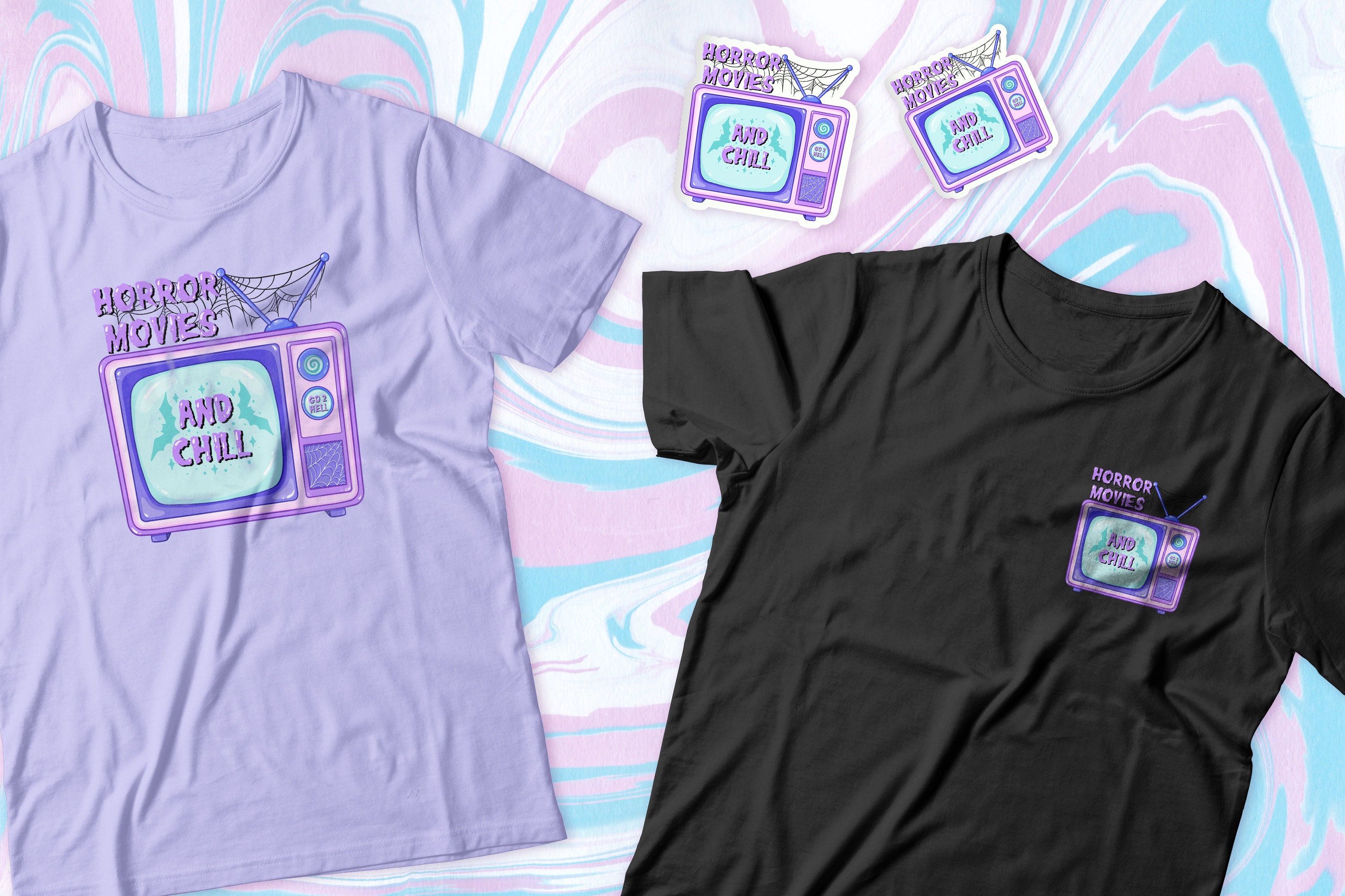 Pastel Goth Horror Movies and Chill PNG Sublimation File, Trendy ...