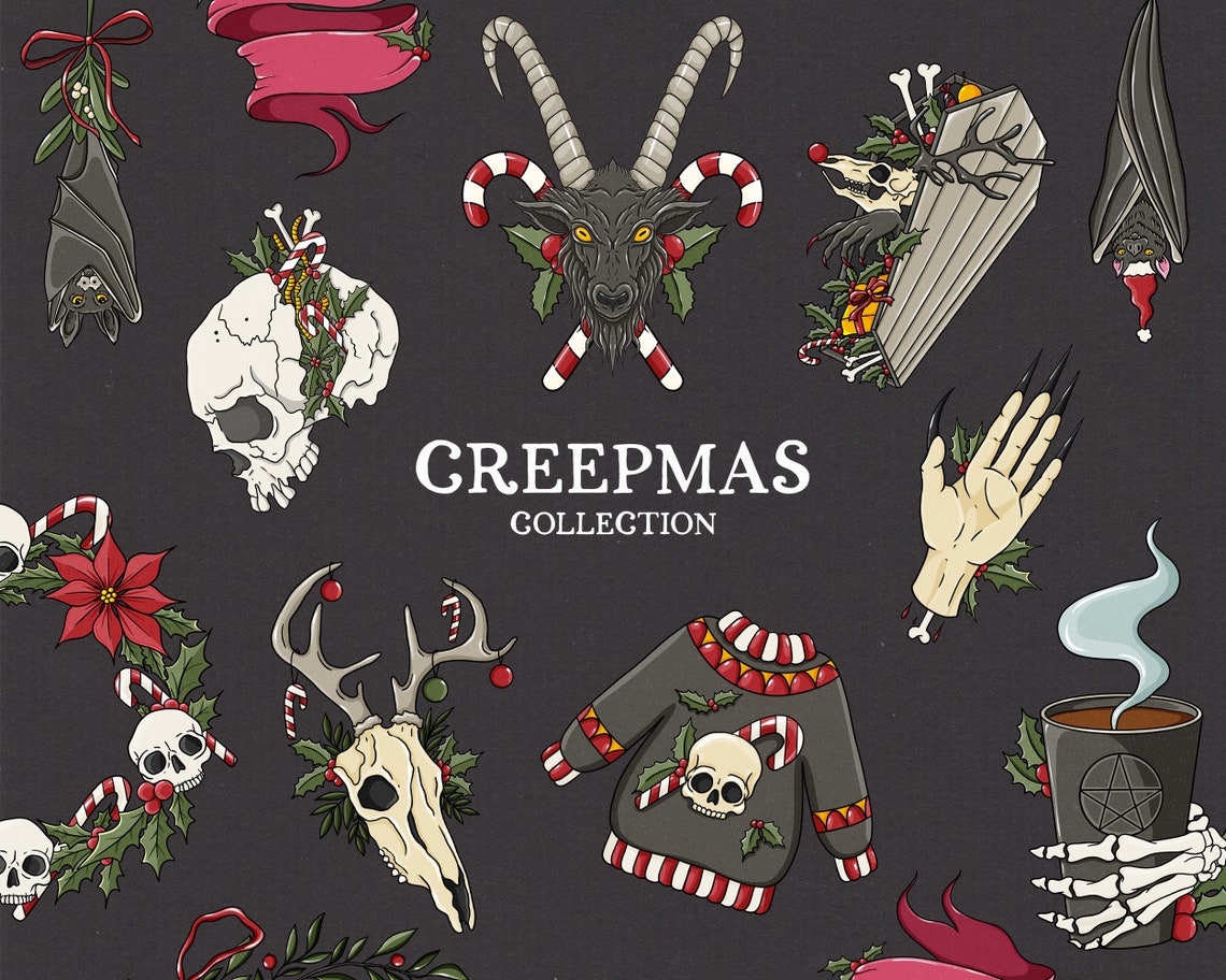Creepy Christmas PNG Gothic Christmas Clipart Alternative - Etsy