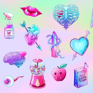 My Creepy Valentine Clipart, Spooky Valentine Clipart, Pastel Goth V ...