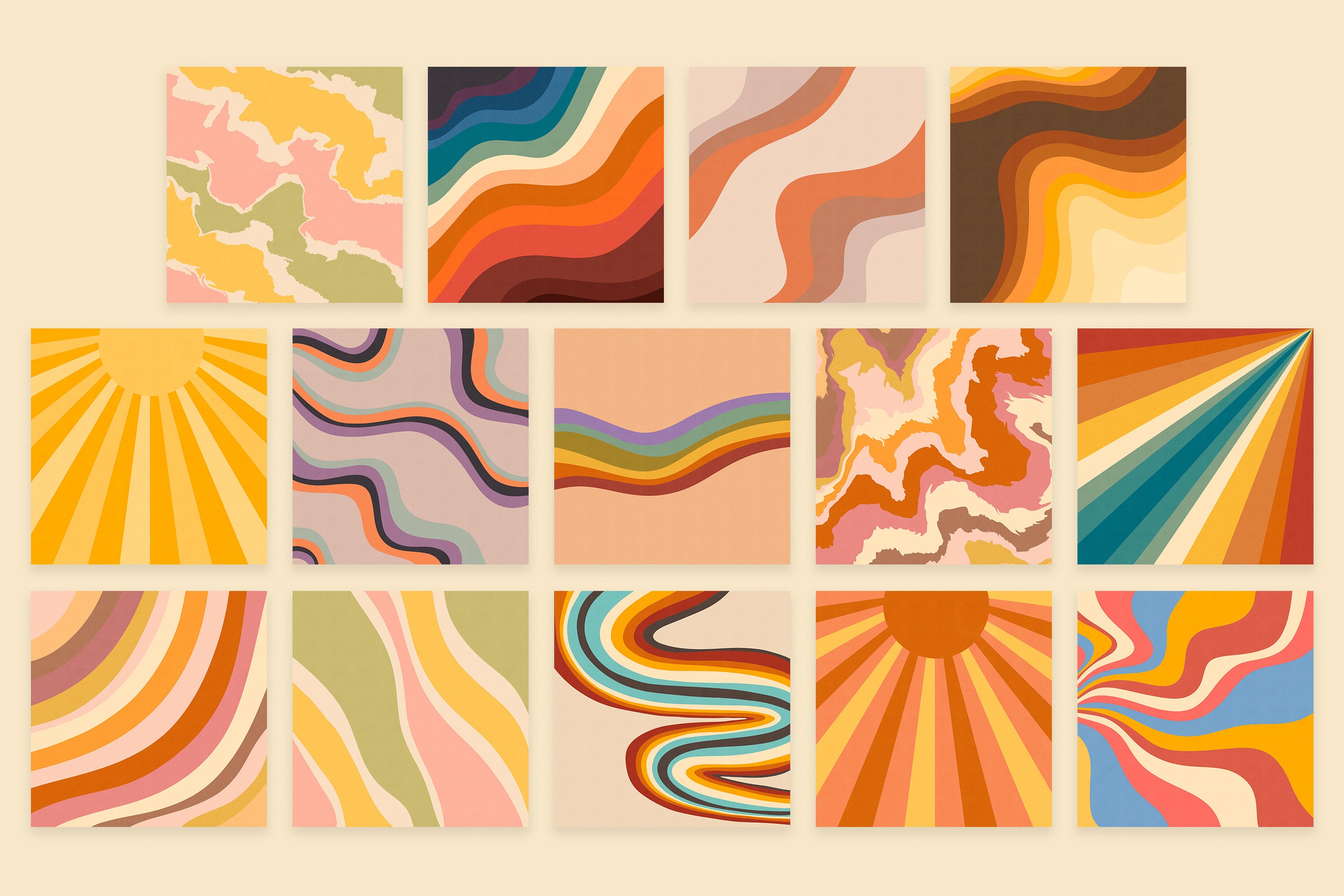 Retro Digital Paper, Retro Background, Groovy Digital Paper, Retro ...