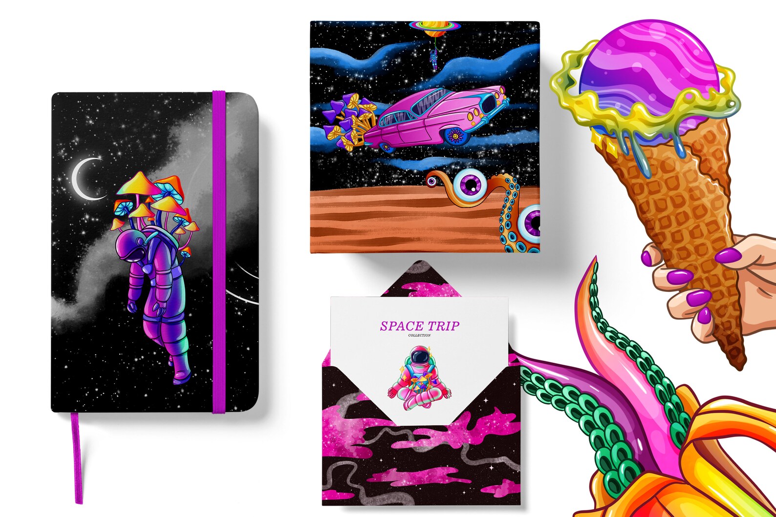 Psychedelic Space Trip Clipart, Cosmic Galaxy, Outer Space PNG, UFO ...