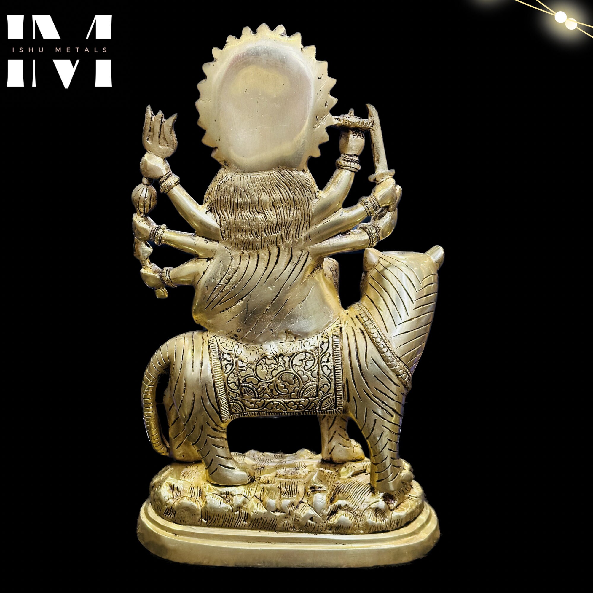 Durga Mata Seated on Tiger Brass Statue, Goddess of Protection ...