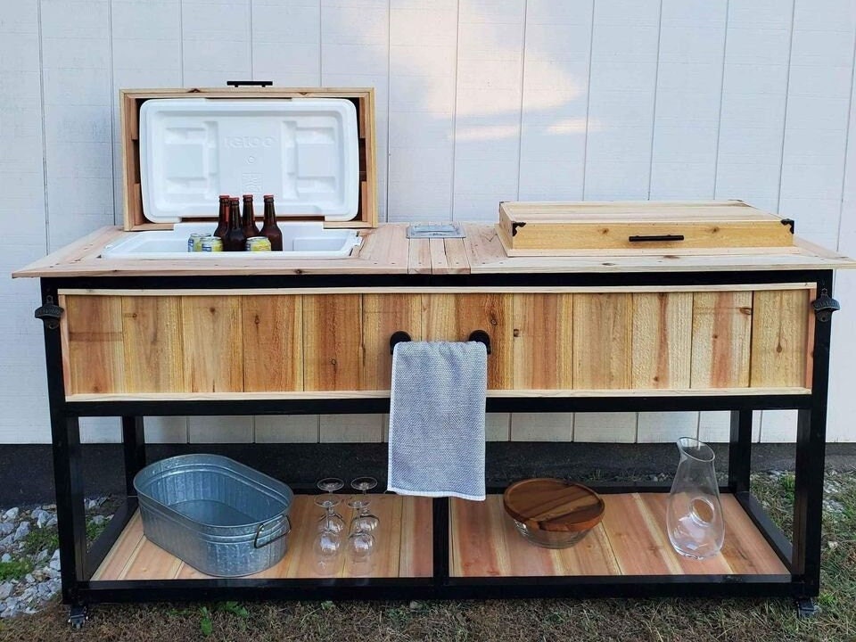 Handmade Double Cooler Table - Outdoor, Patio, Man Cave Cooler Stand W ...