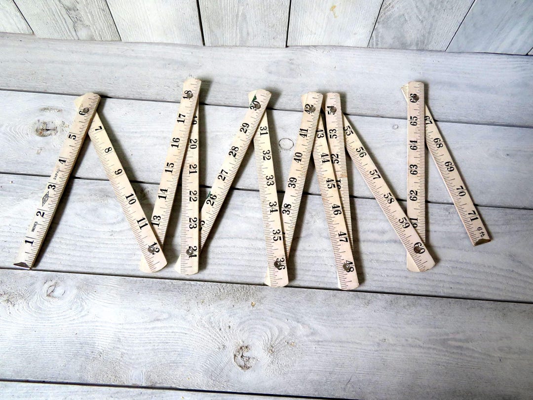 Vintage Wood Folding Ruler, White, 6 Ft, Tape Measure, Tool for Mason ...