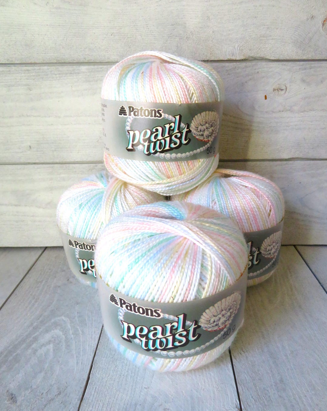4 Skeins Patons Pearl Twist Yarn, Color 0114, Variegated Pastels, 50g ...