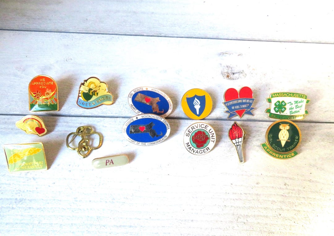 Vintage Girl Scout Lapel Pin Set - 14 Adult Volunteer Pins - Etsy