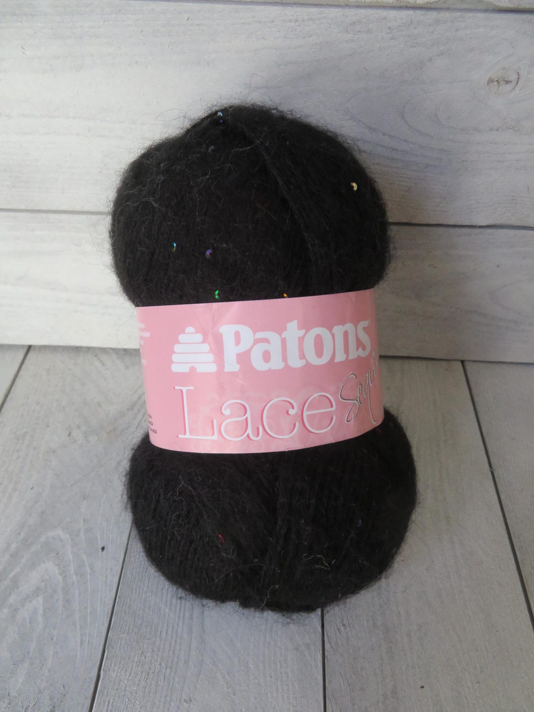 Patons Lace Sequin Yarn, in Onyx Colorway, Machine Wash, 2.5 Oz, Black ...