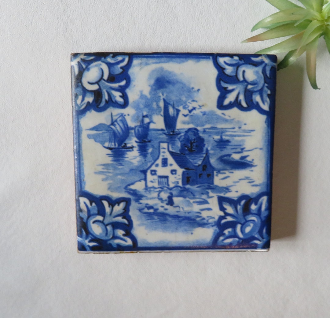 Delft Tile Reproduction 4.25 Square, Vintage, Wall Tile, Red Clay ...