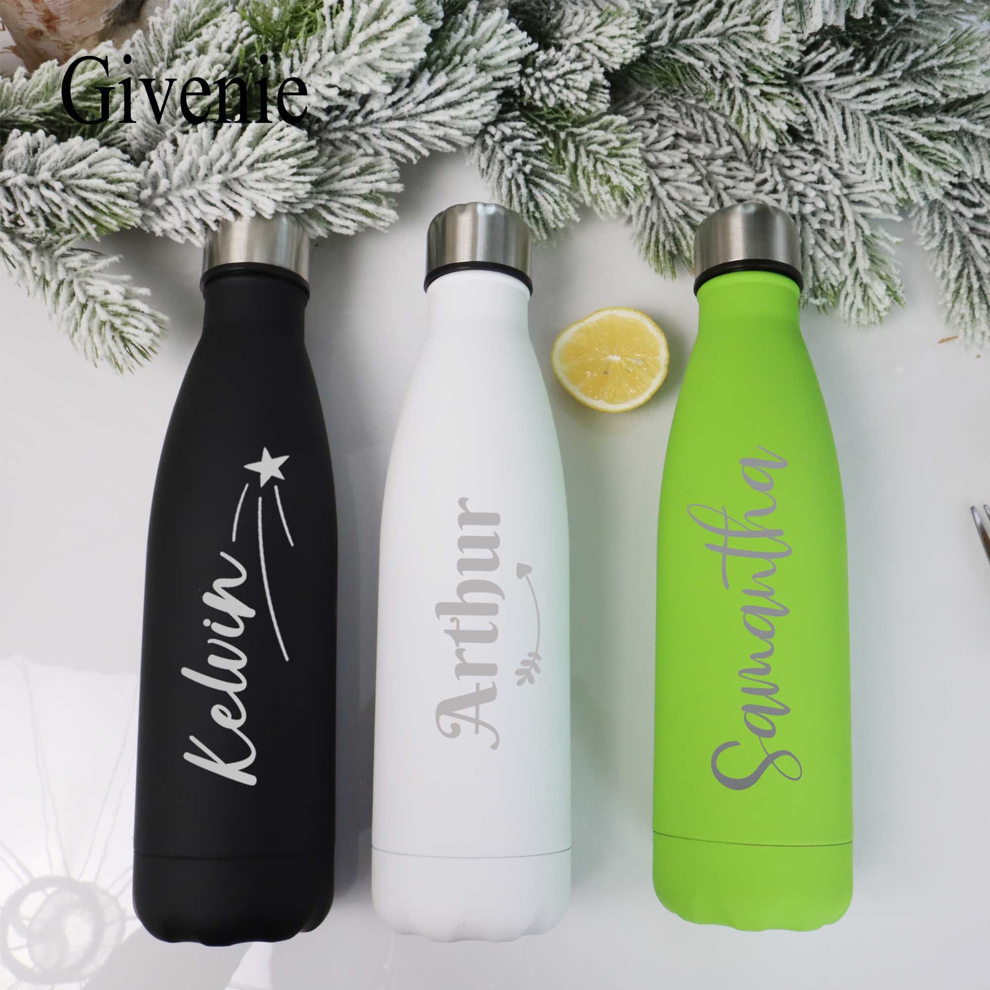 Personalised Engraved Water Bottle, 500ml Tumbler, Insulated Stainless ...